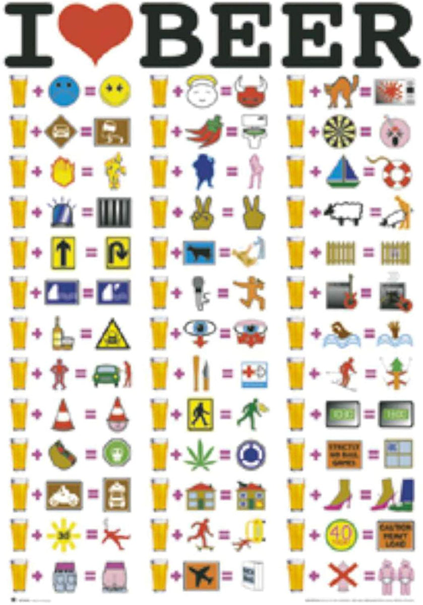 I Love Beer - Drinking Humour Poster (16 x 20 inches) – Imaginus Posters