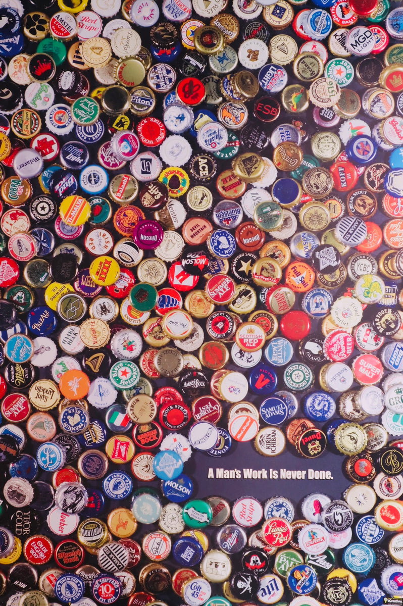 Beer Bottle Caps - A Man's Work is Never Done - Drinking Humour Poster – Imaginus Posters