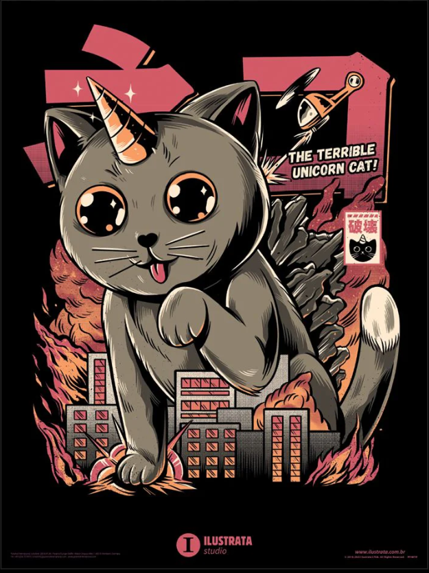 Illustrata - Catzilla Poster(30 x 40 cm) – Imaginus Posters