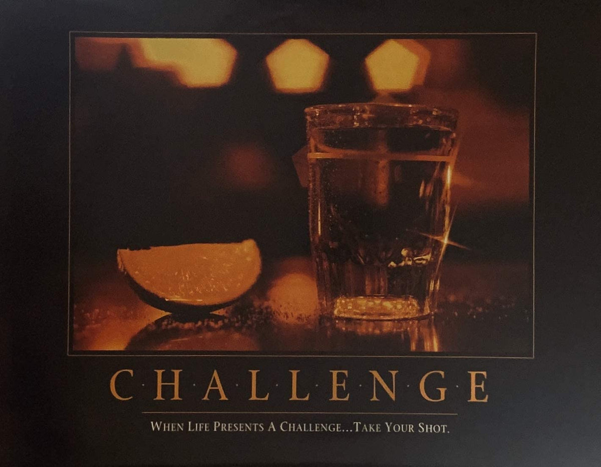 Challenge - Take Your Shot - Drinking Motivational Poster (24 x 30 inc – Imaginus Posters
