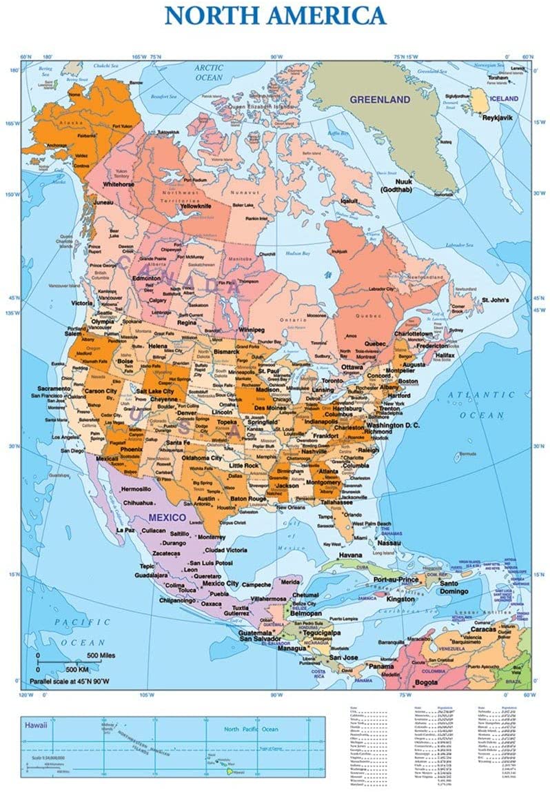 Map of North America (24 x 36 inches) – Imaginus Posters