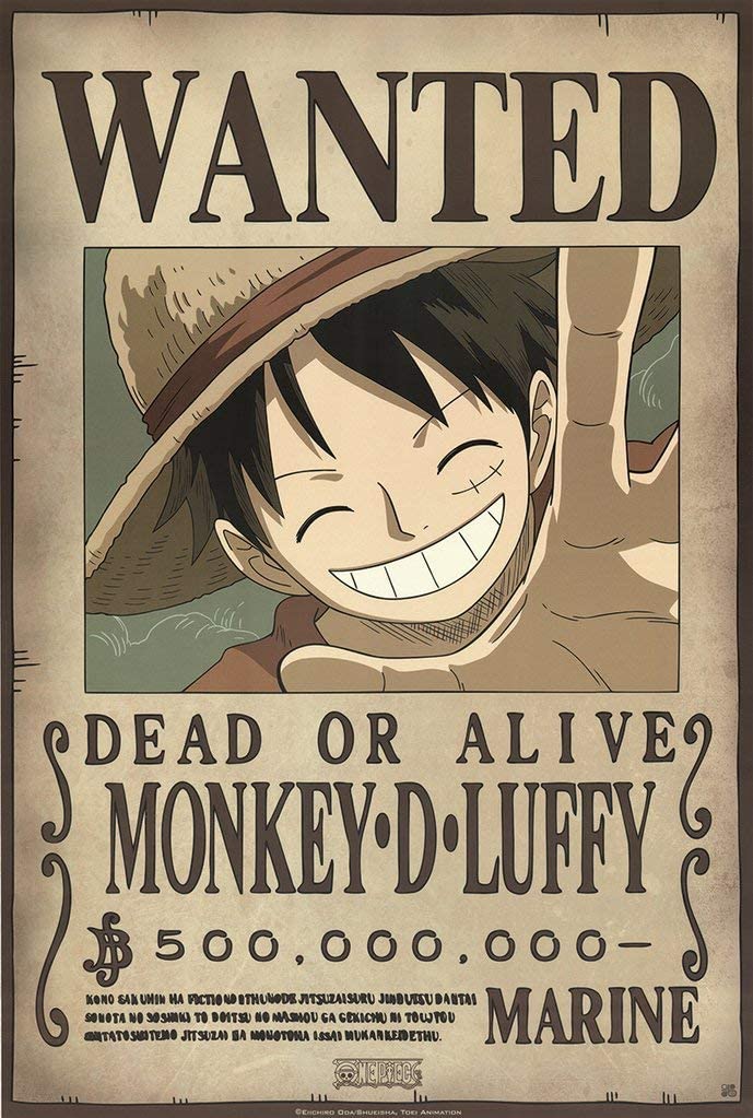 One Piece - Monkey D. Luffy Wanted Poster (13.5 x 20 inches) – Imaginus ...