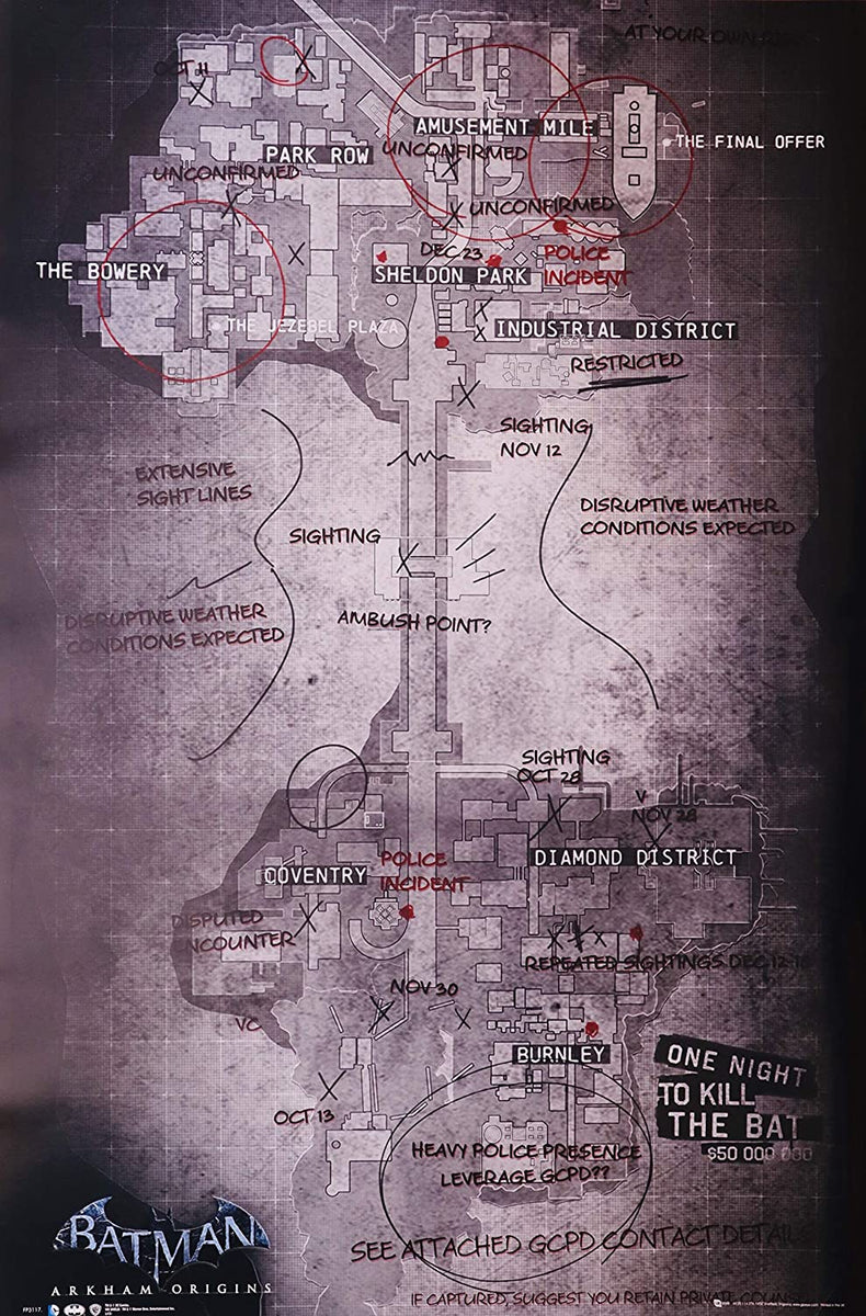 Batman - Arkham Origins Map - Gaming Poster (24 x 36 inches) – Imaginus ...