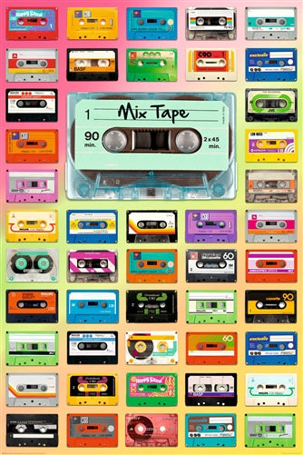 Retro Mixed Tapes - Music Poster (24 x 36 inches) – Imaginus Posters
